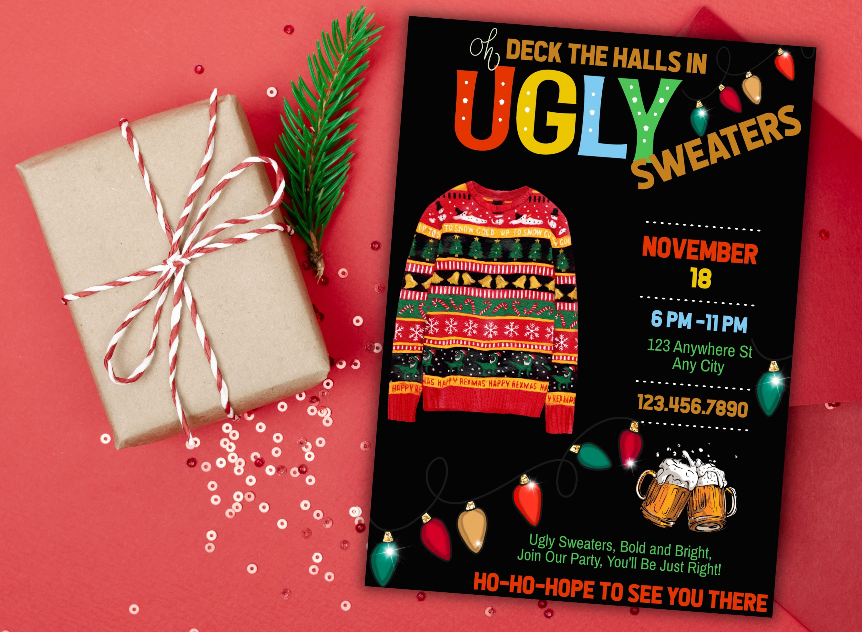 Ugly Sweater Party Invitation Template Christmas Ugly Sweater Invite