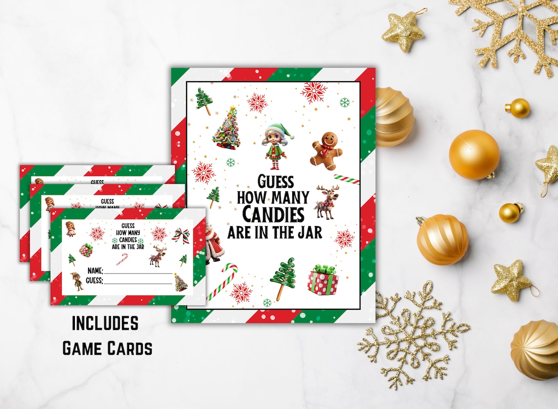 Game Guess How Many Candies Are in the Jar Christmas Baby Shower ...