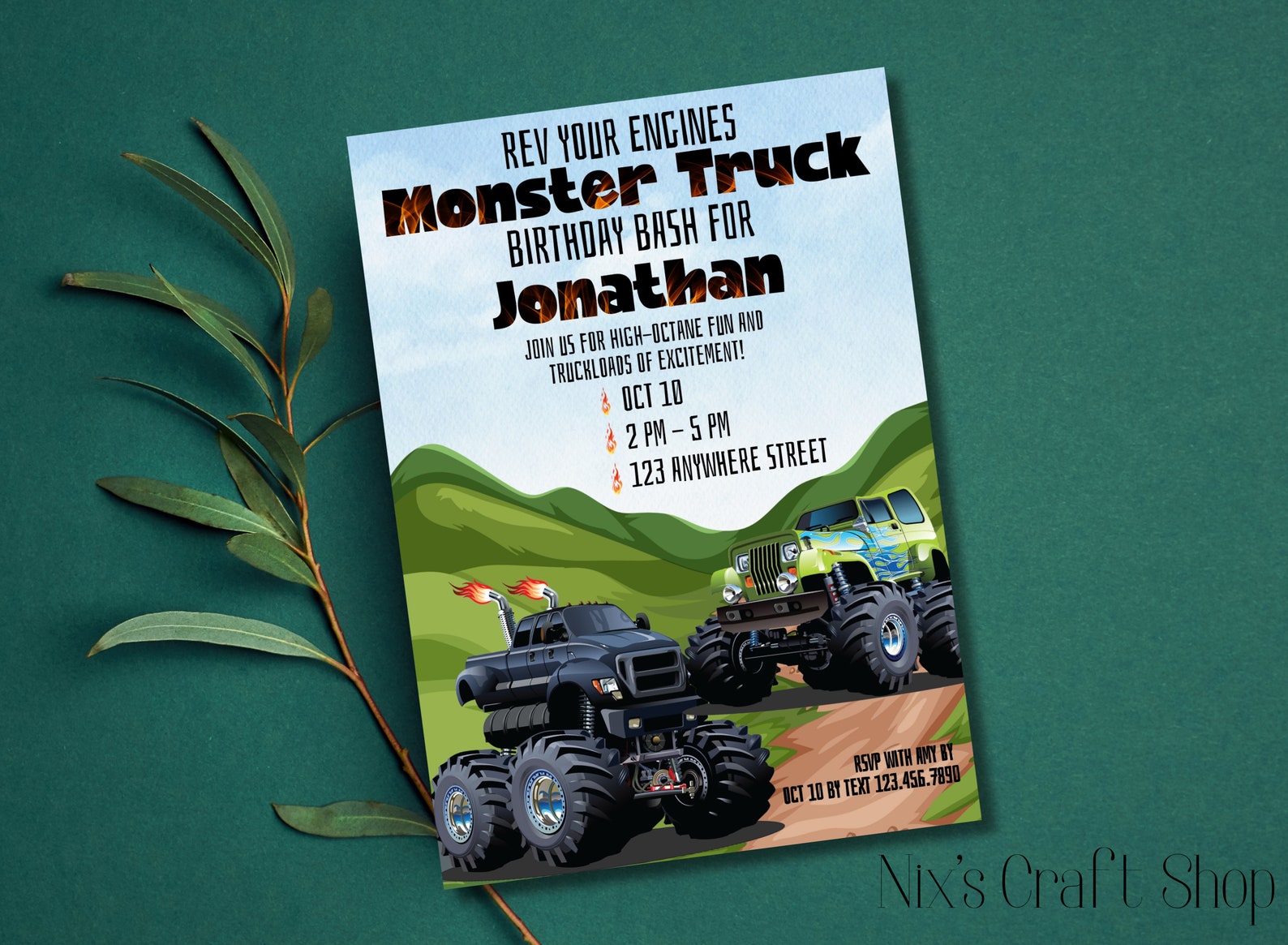 Editable Monster Truck Invite Grave Digger Monster Truck - Etsy