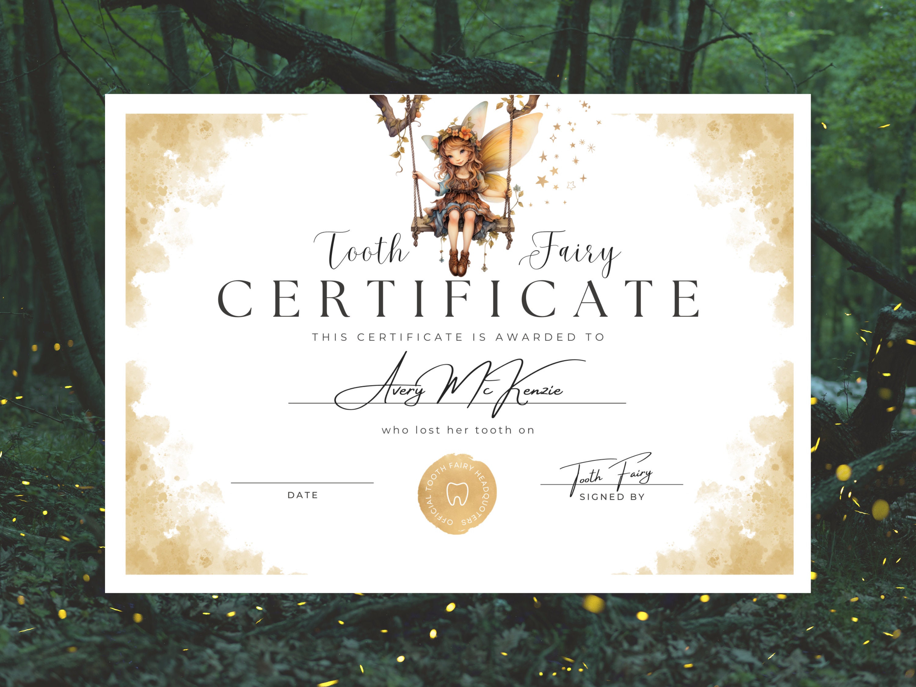 Certificado imprimible de recibo editable del hada de los dientes ...