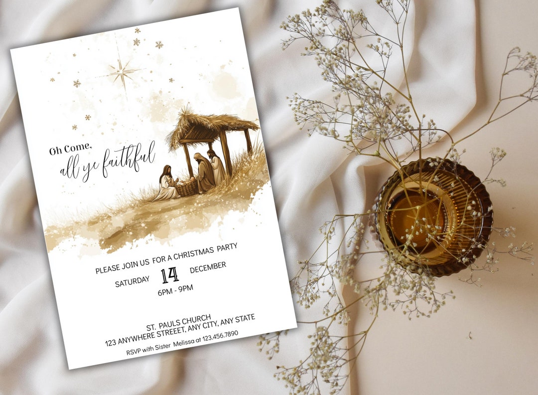 Nativity Invitation Template, Christmas Party Invitation, Religious ...