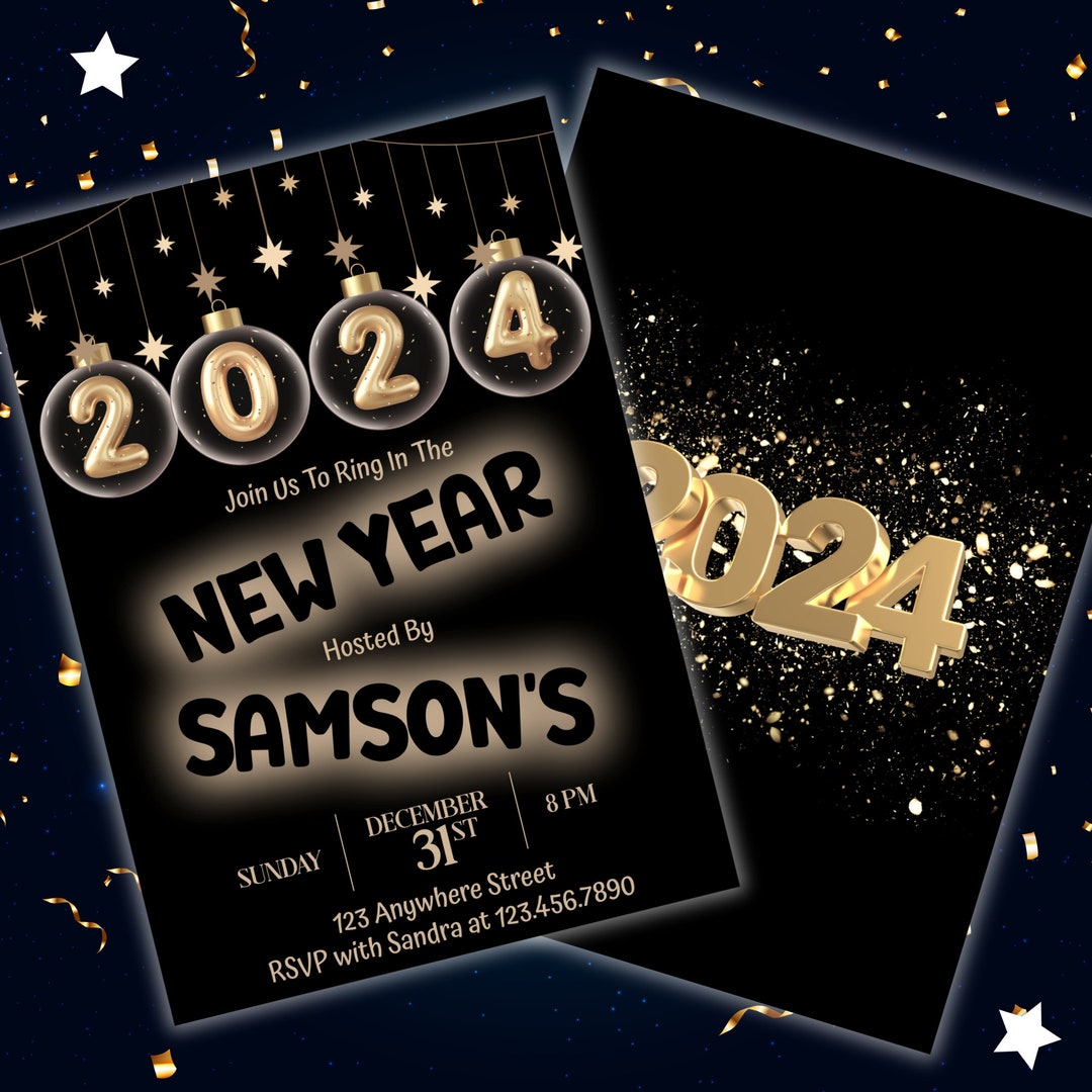 Editable New Year's Eve Invitation, Gold Glitter Gala (digital Download ...