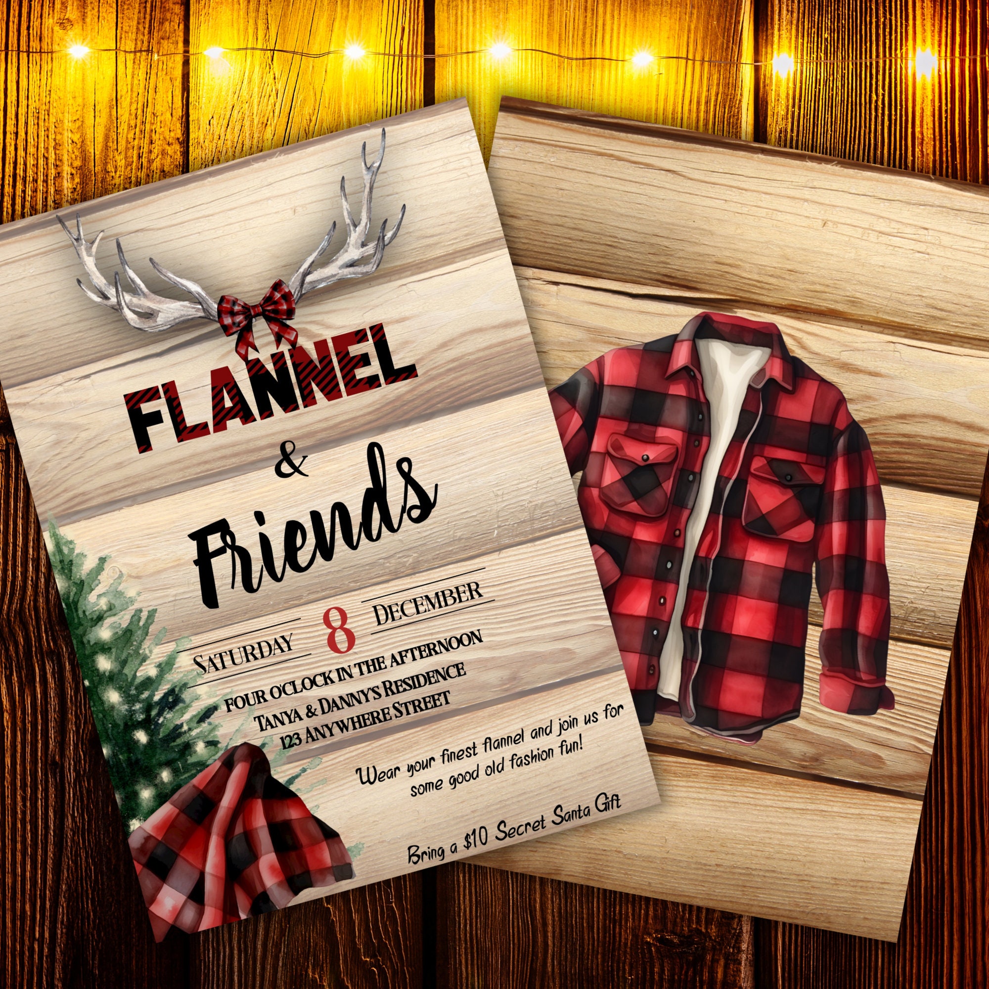 Flannel and Friends Holiday Party Invitation, Casual Holiday Party, Fun ...