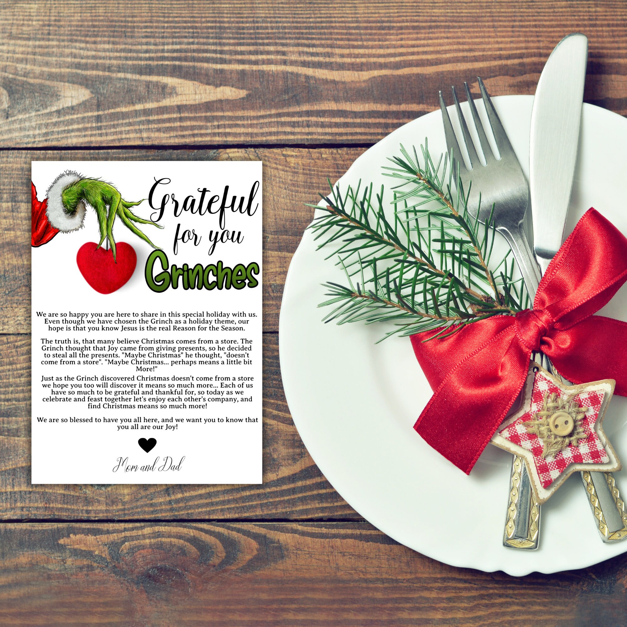 Grinch Christmas Dinner Message, Editable Printable (digital Download ...