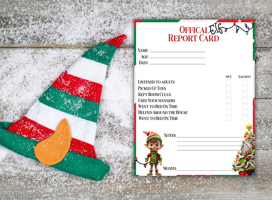 Elf on the Shelf Printable Report Card Instant Download Nice or Naughty ...
