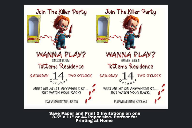 Chucky Halloween Party Invitation: Horror Movie Birthday (digital ...