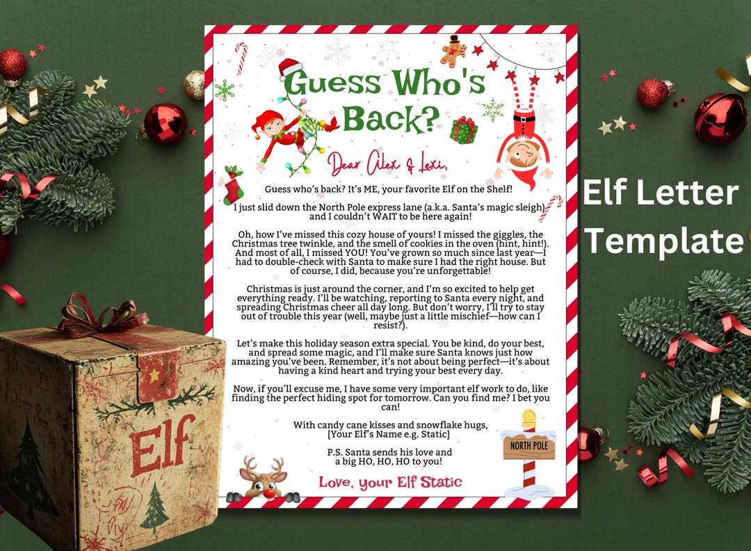 Letter From Elf Santa Return Letter Christmas Elf I'm Back Welcome ...