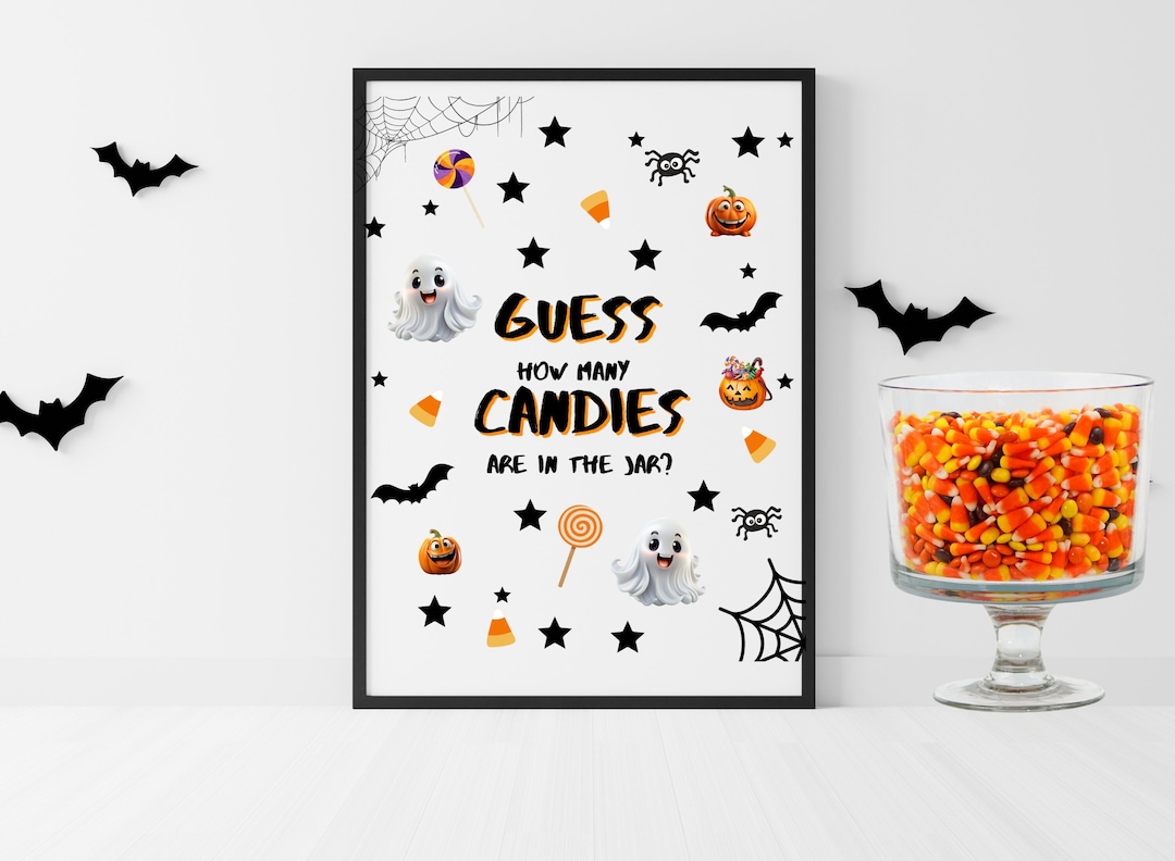 Game Guess How Many Candies Are in the Jar Halloween Baby Shower ...