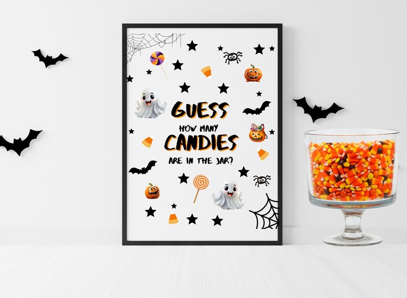 Game Guess How Many Candies Are in the Jar Halloween Baby Shower ...