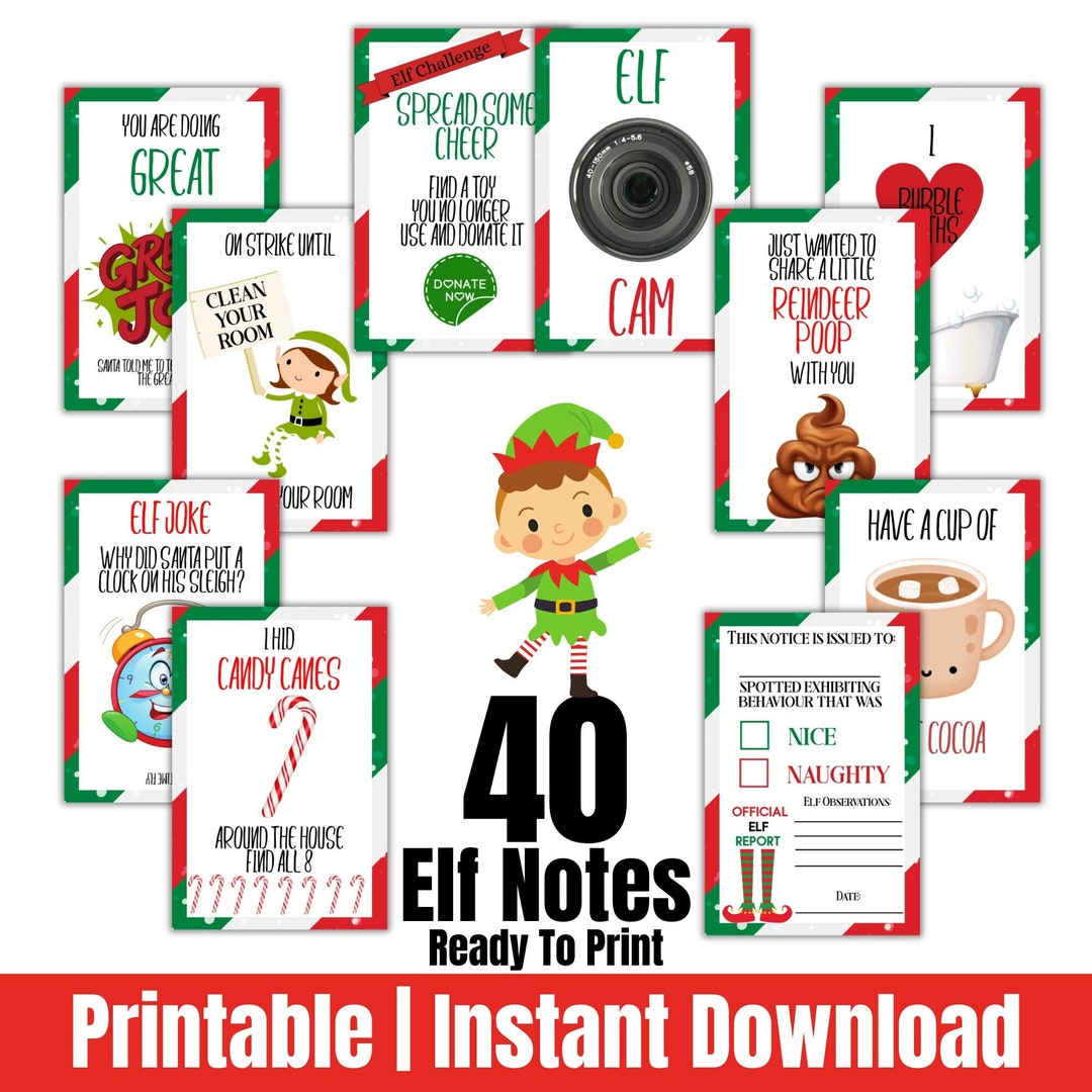 Elf Notes Printable Christmas Digital Instant Download 2x3 Small Size ...