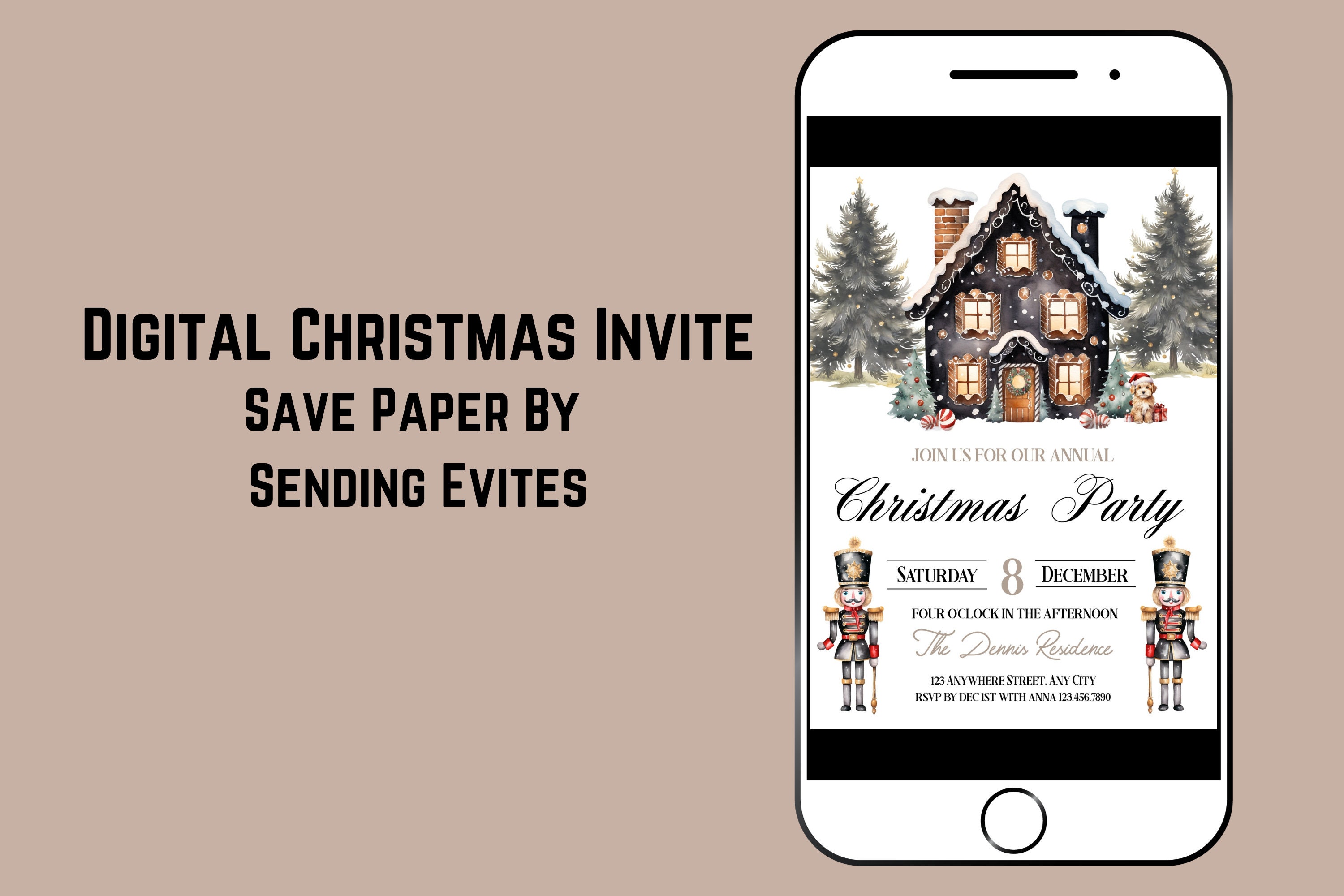 Editable Christmas Party Invitation, Christmas Party Invitation ...