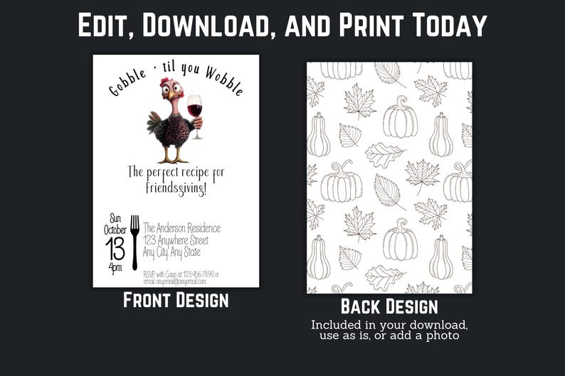 Editable Friendsgiving Dinner Invitation, Thanksgiving Potluck Mobile ...
