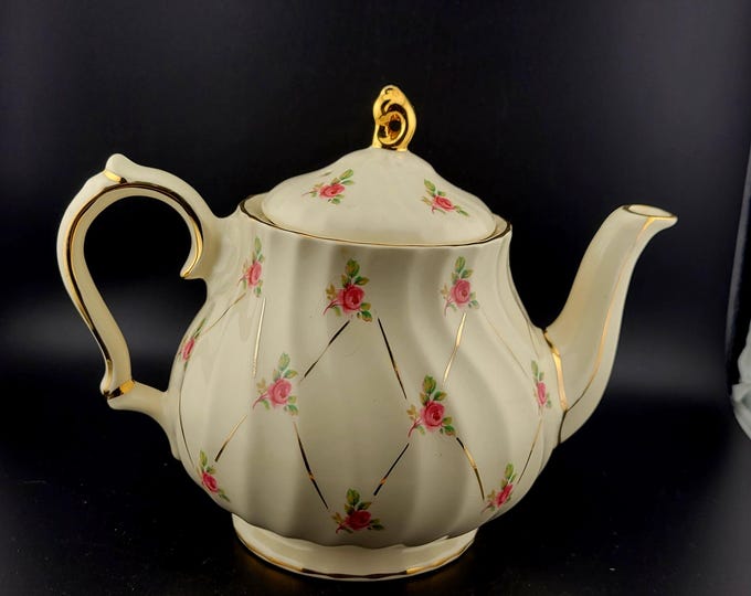 Vintage James Sadler Red and White Rose Teapot - Etsy