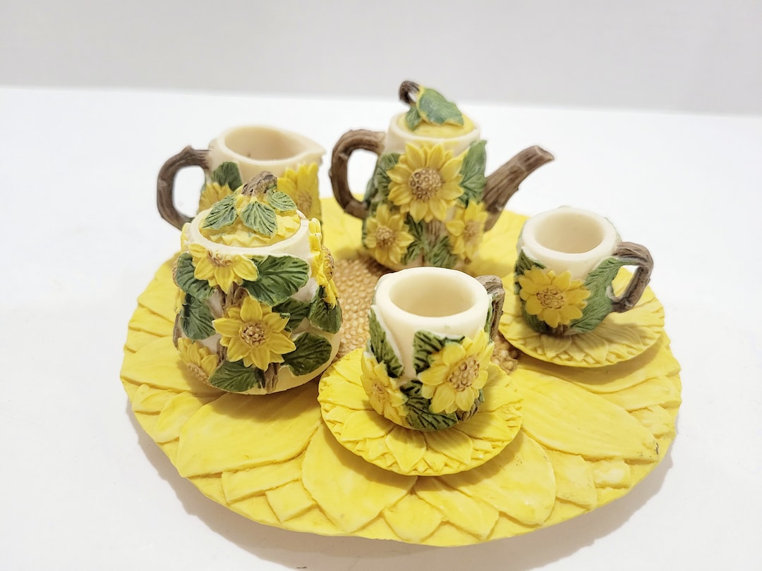 Miniature Sunflower Tea Set Sunflower Tea Set Resin - Etsy