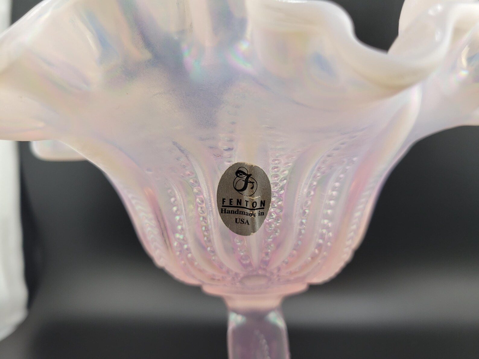 Vintage Fenton Pink Opalescent Compote, Vintage Opalescent Fenton Glass ...