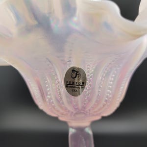 Vintage Fenton Pink Opalescent Compote, Vintage Opalescent Fenton Glass ...