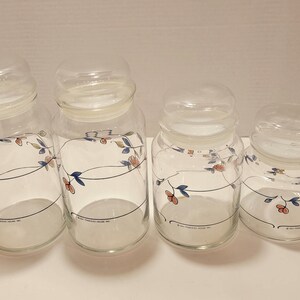 Set of 4 Princess House Canisters, Vintage Glass Canisters With Floral ...