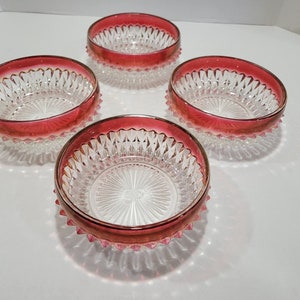 Indiana Glass, Ruby Diamond Point Cream and Sugar, Indiana Glass, Red ...