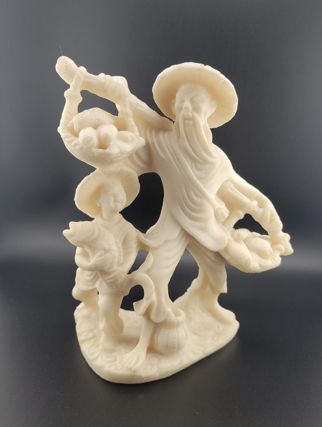 Carved Resin Chinese Mud Man and Boy, Chinese Figurine, Chinese ...