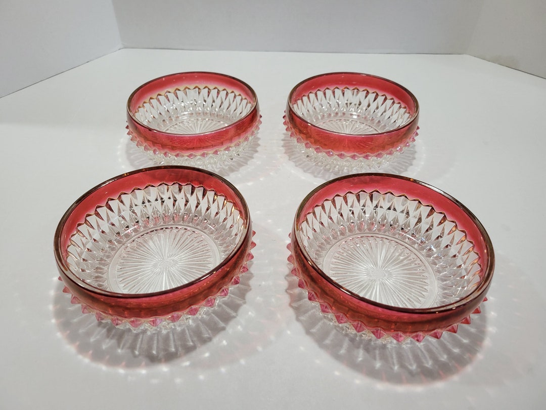 Indiana Glass, Ruby Diamond Point Cream and Sugar, Indiana Glass, Red ...