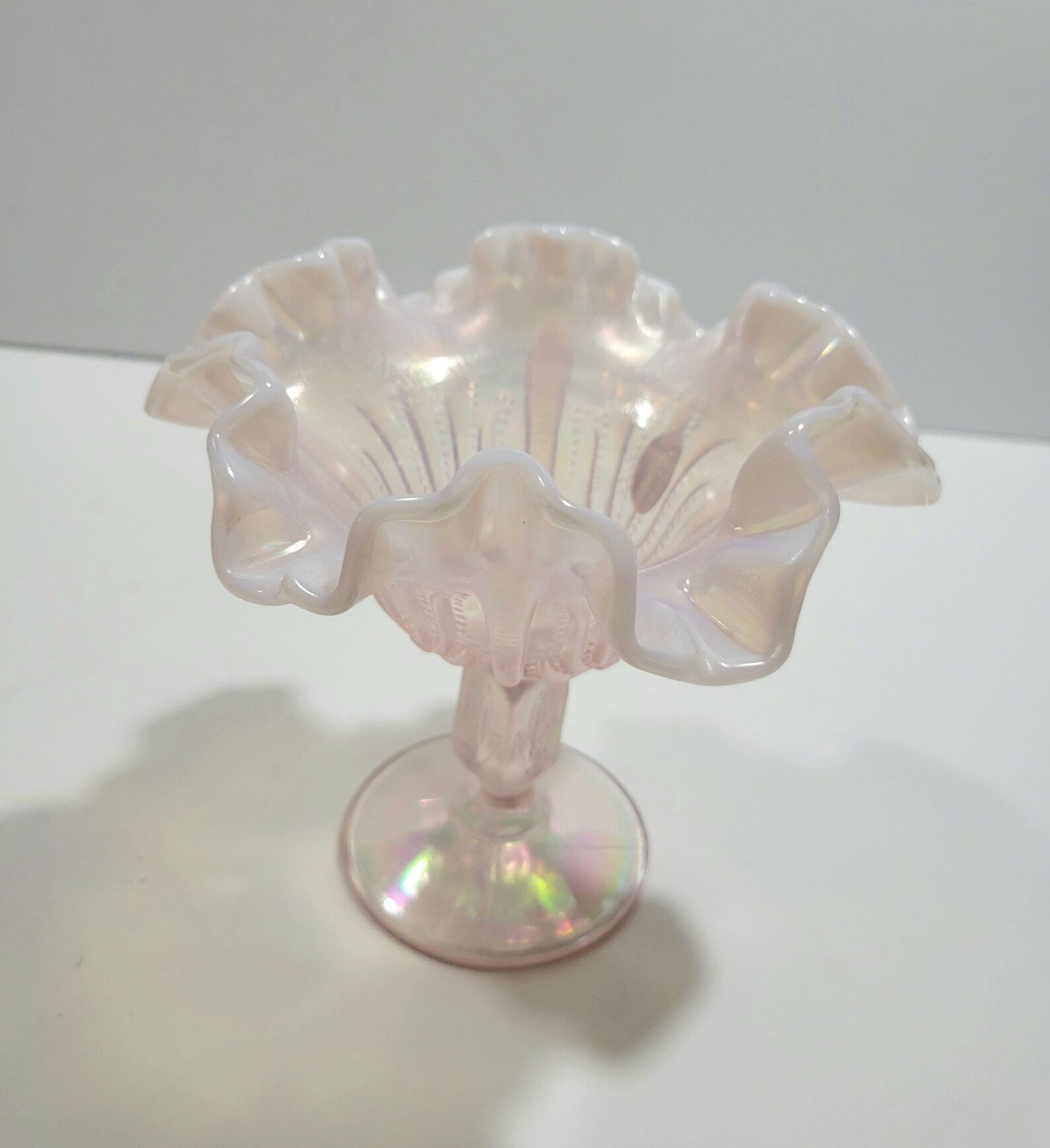 Vintage Fenton Pink Opalescent Compote, Vintage Opalescent Fenton Glass ...