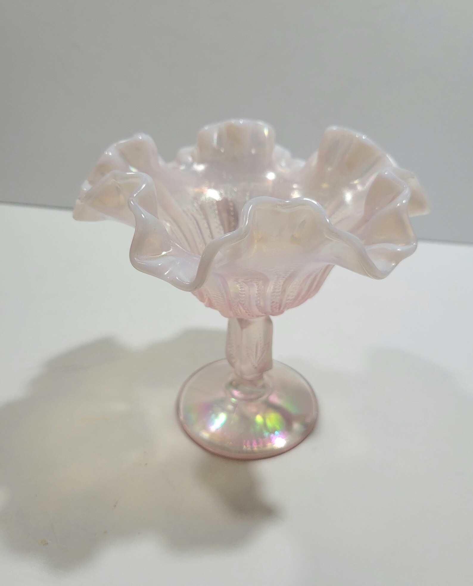 Vintage Fenton Pink Opalescent Compote, Vintage Opalescent Fenton Glass ...