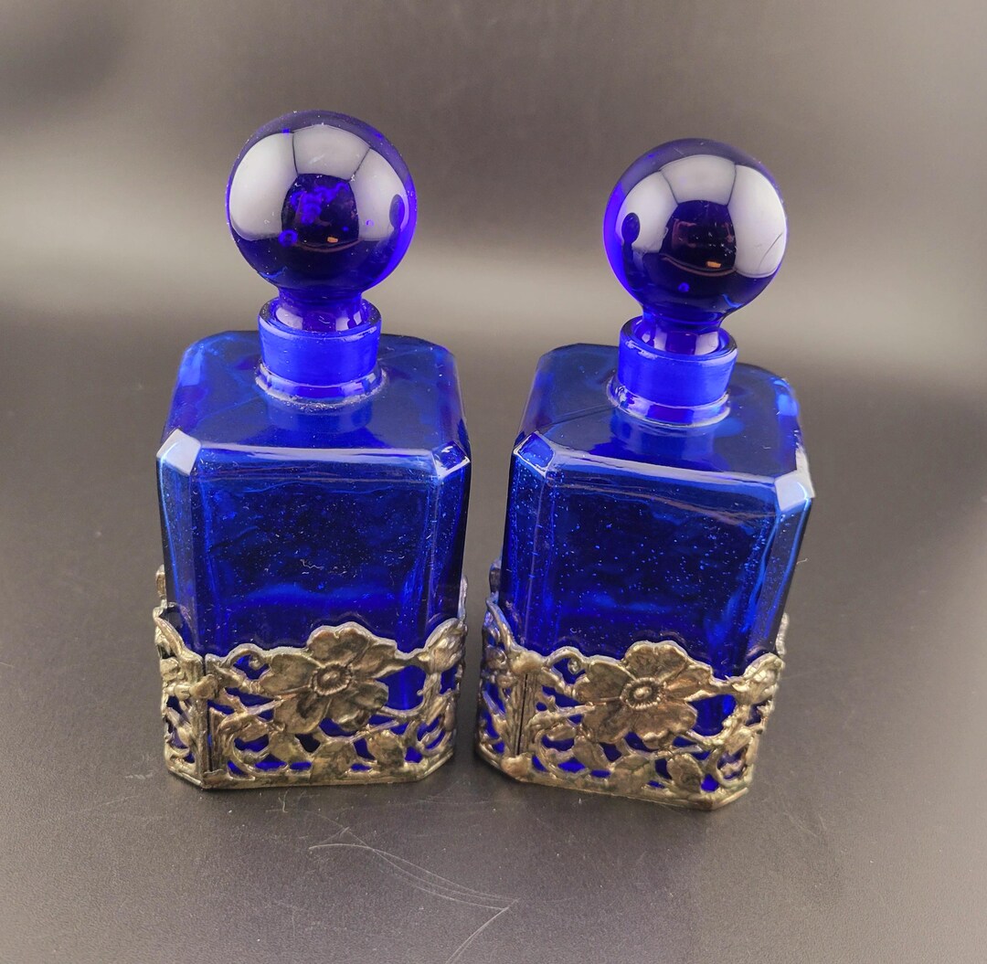 Vintage Cobalt Perfume Decanter With Cobalt Glass Stopper, Cobalt ...