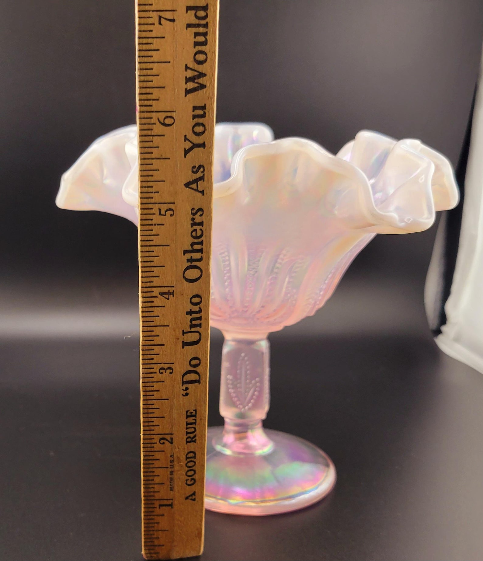 Vintage Fenton Pink Opalescent Compote, Vintage Opalescent Fenton Glass ...
