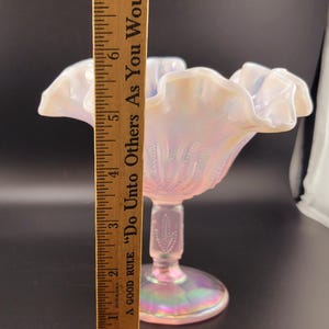 Vintage Fenton Pink Opalescent Compote, Vintage Opalescent Fenton Glass ...
