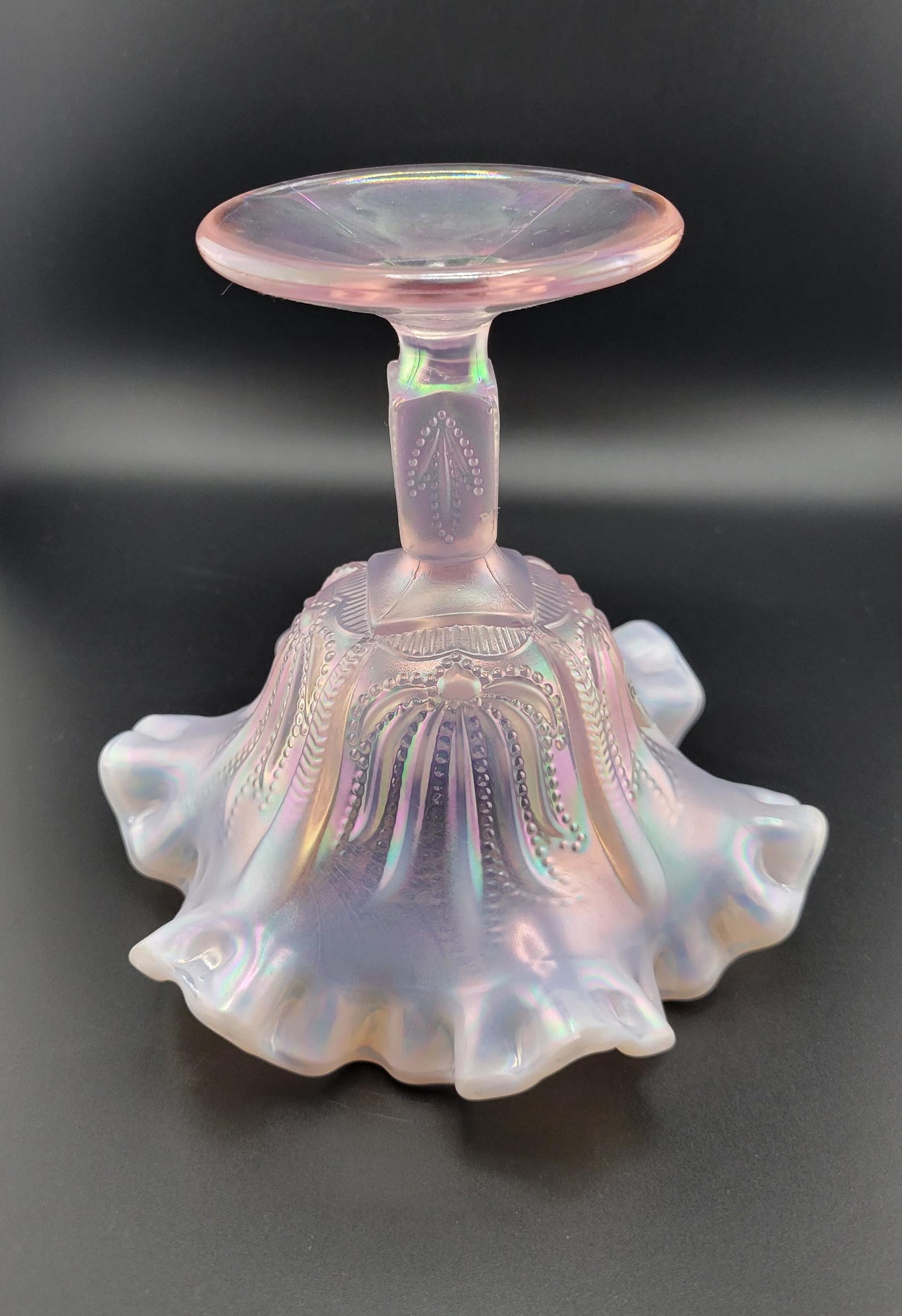 Vintage Fenton Pink Opalescent Compote, Vintage Opalescent Fenton Glass ...