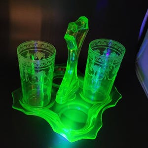 Vaseline Glass Antique Cambridge Glass Bridge Set Tray With 2 Tumblers ...