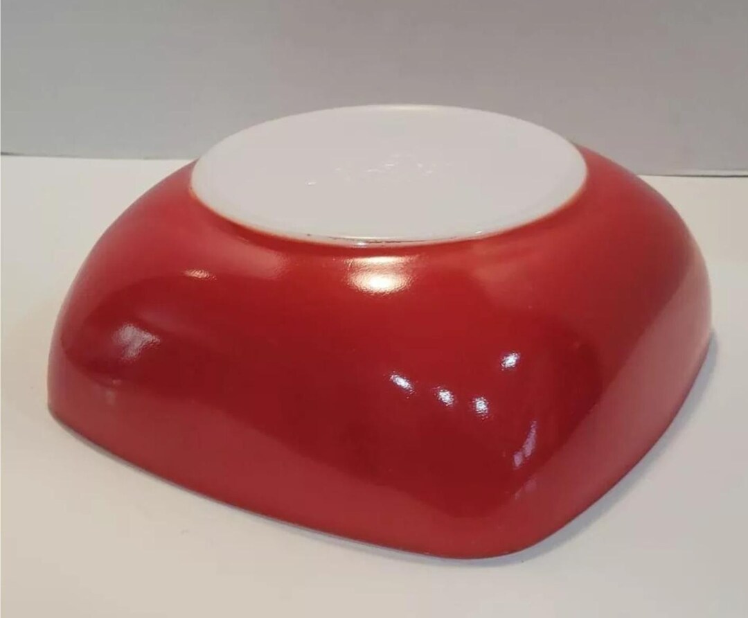Vintage Pyrex Red Hostess Bowl, MCM, Pyrex Glass Square Bowl, Cottage ...