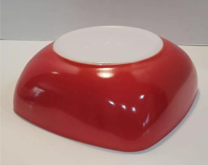 Vintage Pyrex Red Hostess Bowl, MCM, Pyrex Glass Square Bowl, Cottage ...