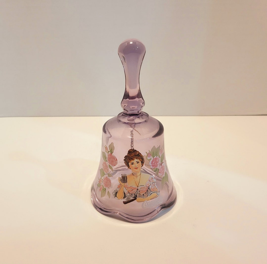 Fenton Coca Cola Glass Bell, Hand Painted Fenton Bell, Fentoon Coca Coa ...