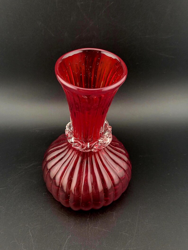 Pilgrim Red Glass Vase, Vintage Red Glass, Blown Glass Vase, Pilgrim ...