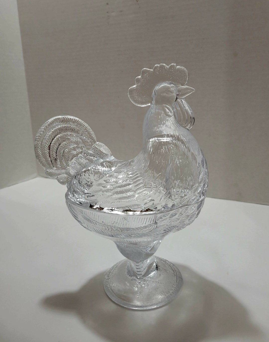 Vintage Glass Rooster, Pedestal Rooster Candy Dish, Rooster Candy Dish ...