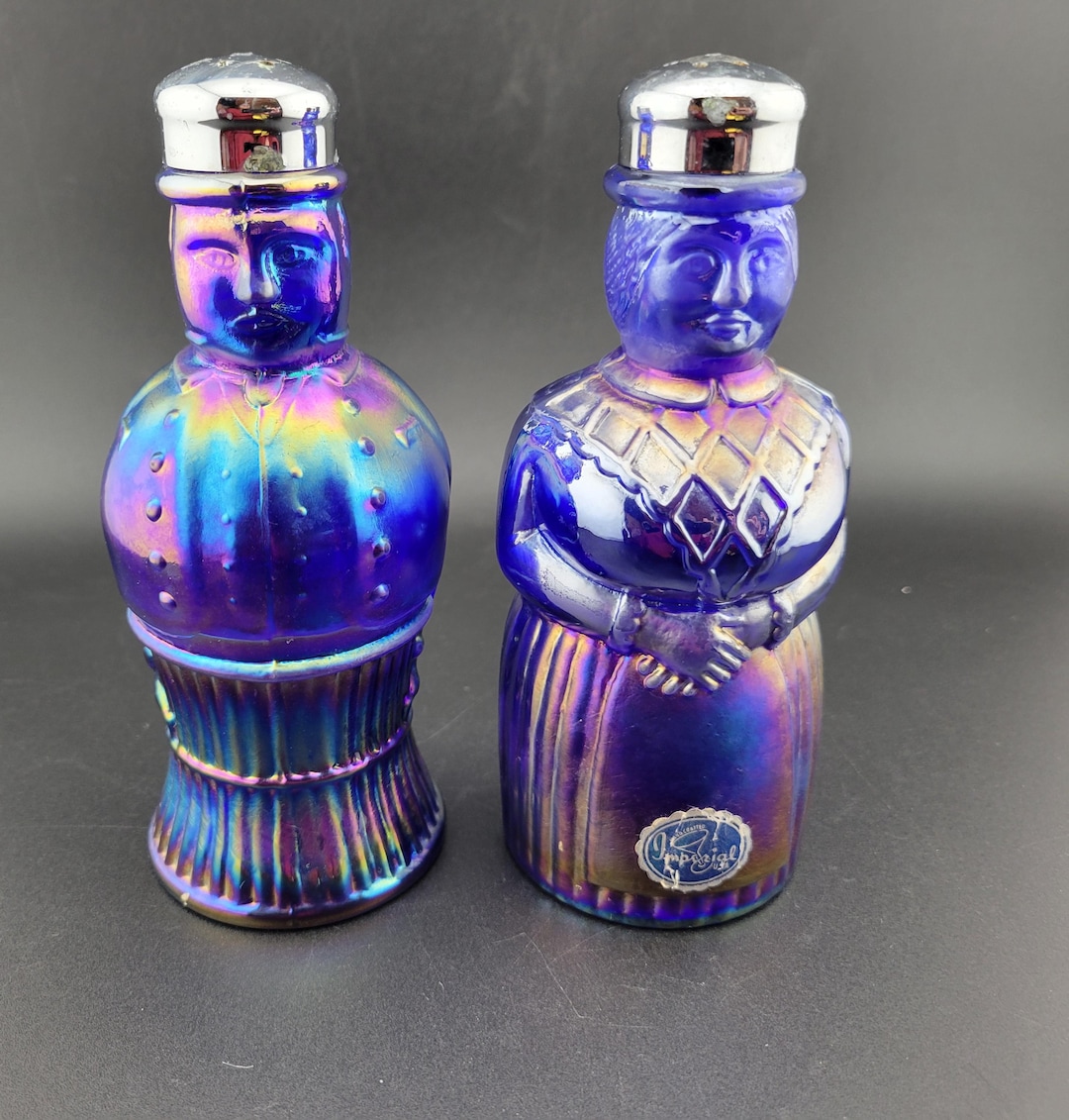 Vintage Carnival Glass Maid and Butler Salt & Pepper Shaker Set by ...