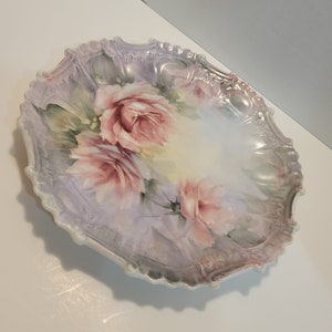 Hand Painted Rose Plate, Hand Painted Plate, Decorative Plate With Pink ...