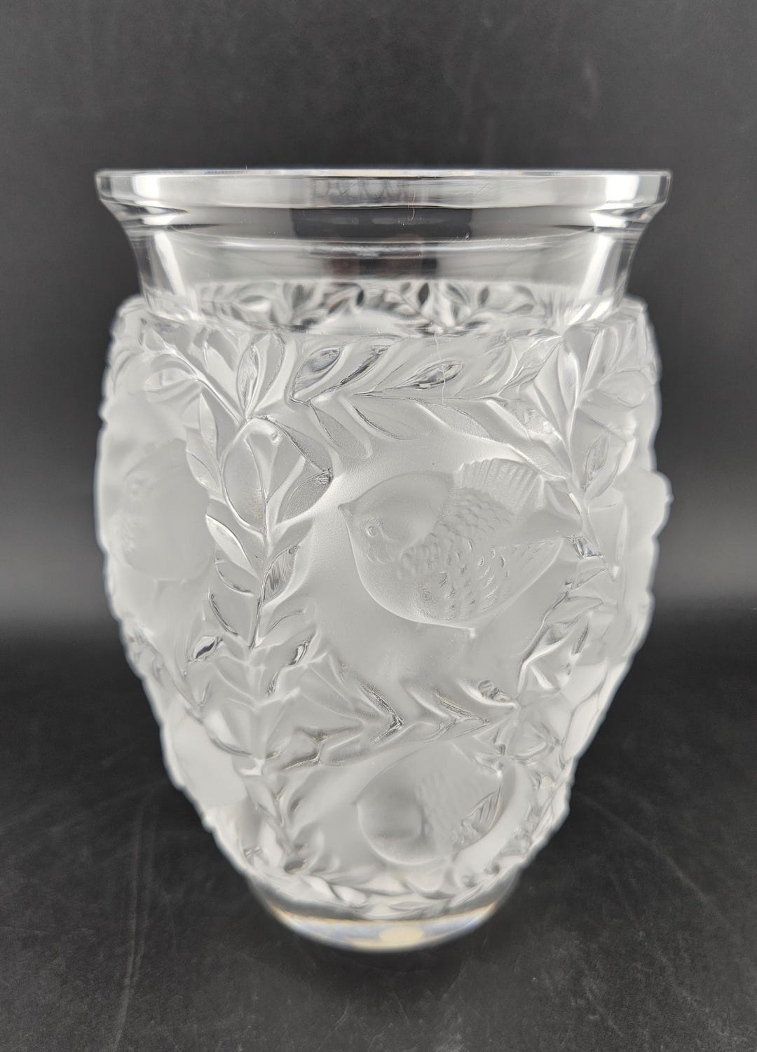 Lalique ~bagatelle~ Nested Birds Crystal Vase W/ Original Box Signed ...