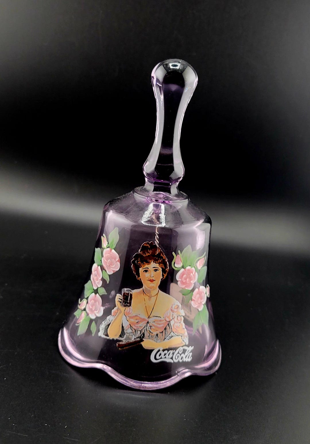 Fenton Coca Cola Glass Bell, Hand Painted Fenton Bell, Fentoon Coca Coa ...