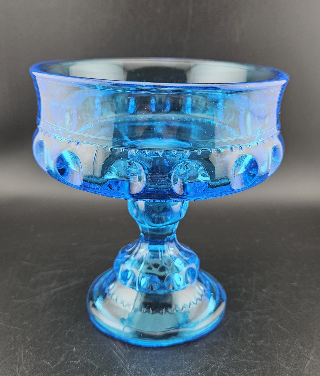 Blue Colony Glass Compote, Vintage Compote, Blue Colony Glass, Vintage ...