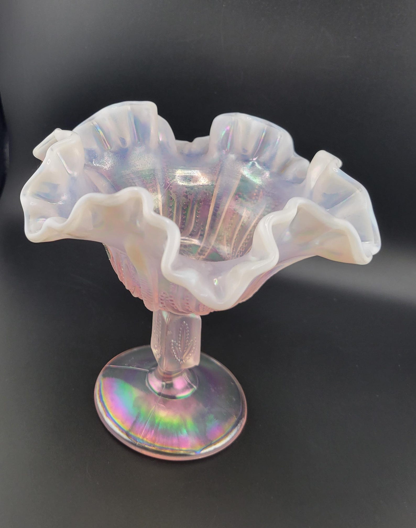 Vintage Fenton Pink Opalescent Compote, Vintage Opalescent Fenton Glass ...