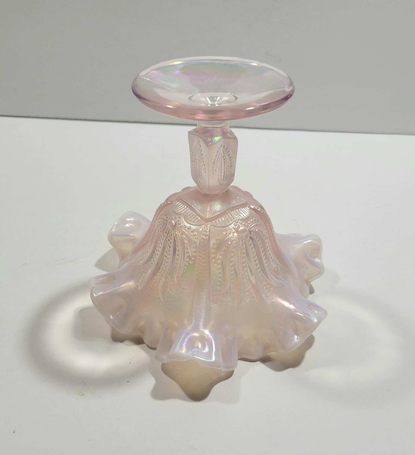 Vintage Fenton Pink Opalescent Compote, Vintage Opalescent Fenton Glass ...