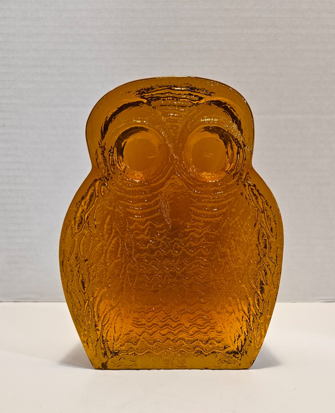 Vintage Blenko Amber Heavy Glass Owl - Etsy