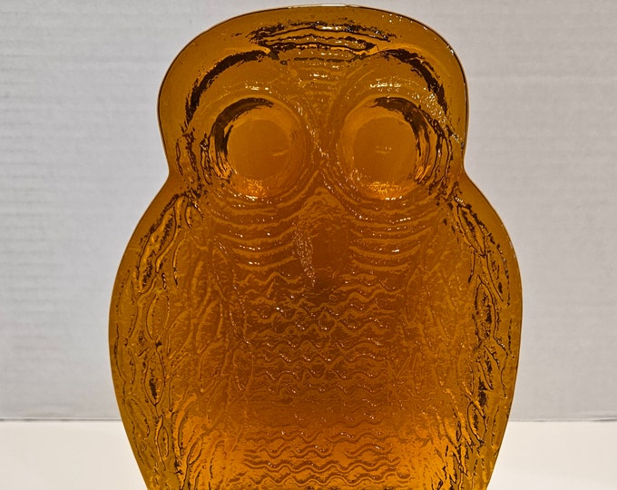 Vintage Blenko Amber Heavy Glass Owl - Etsy