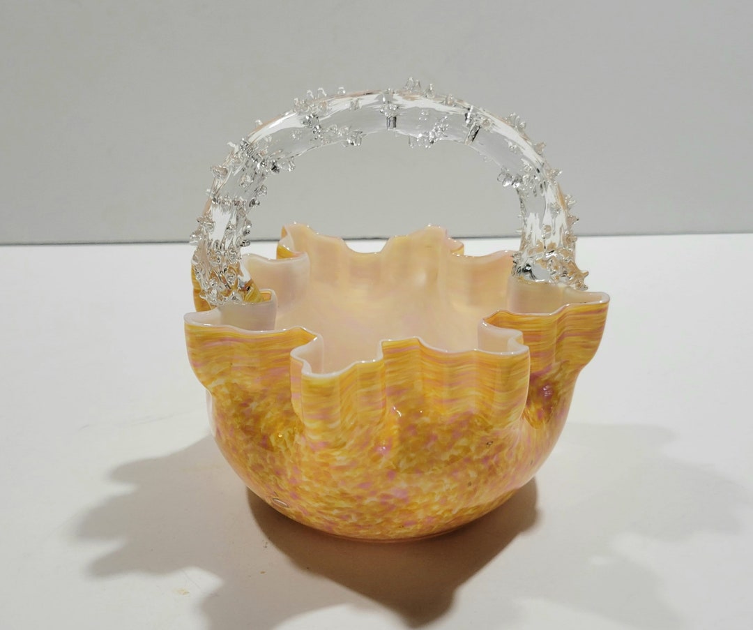 Vintage Franz Welz Czech Art Glass, Bohemian Czech Art Yellow Pink ...