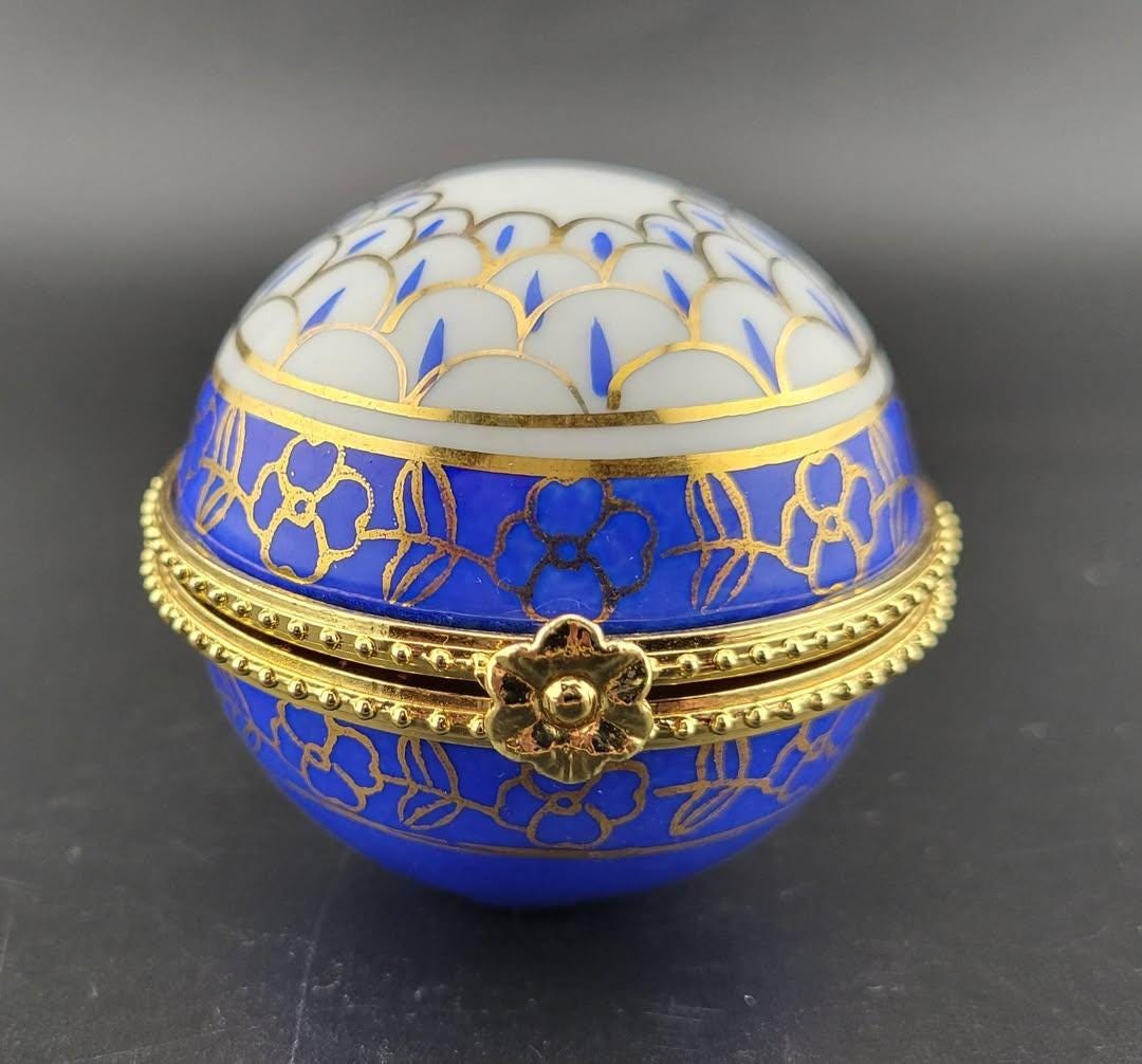 Blue and Gold Ring Bearers Box, Trinket Box, Pill Box - Etsy