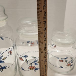 Set of 4 Princess House Canisters, Vintage Glass Canisters With Floral ...