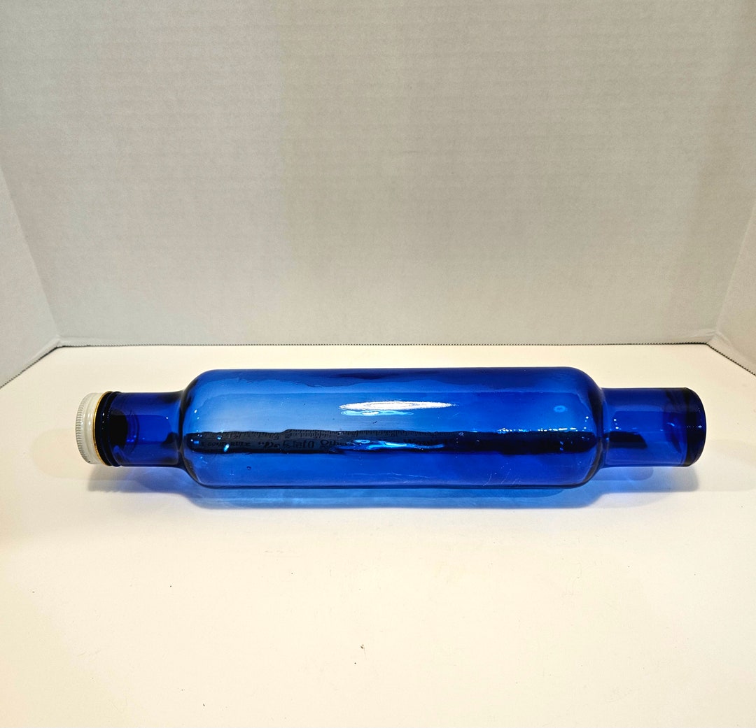 Vintage Cobalt Blue Glass Hollow Rolling Pin W/metal Screw on Cap 13.5 ...