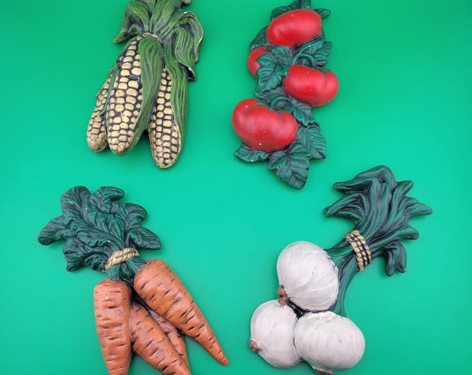 Vintage Ceramic Vegetables Wall Art, Handmade, Hand Painted, Kitschy ...